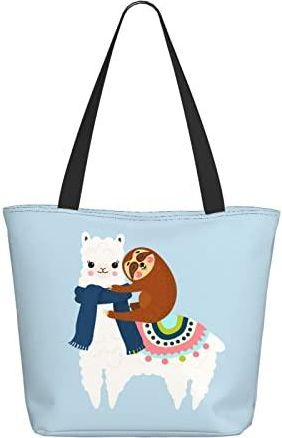 AOOEDM Sac &agrave; provisions pour femme lama et paresseux 33 x 27,9 x 17,8 cm. Le cadeau parfait pour la Saint-Valentin. Cest de la Saint-Valentin pour maman, fil