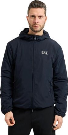 Emporio Armani Homme, Vestes, Bleu, Taille: 5XL Core Identity Hooded Bomber Jacket