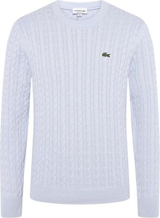 Lacoste Rundhalspullover in Zopfstrickmuster mit kleinem Krokodil-Aufn&auml;her in