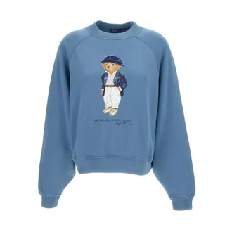 Polo Ralph Lauren Femme, Sweatshirts et sweats &agrave; capuche, Bleu, Taille: 40 FR Polo Bear Lightweight Fleece Crewneck