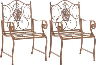 Clp 2er Set Gartenstühle Punjab im Landhausstil I Eisenstuhl lackiert I Gartensessel besonders stabil, Farbe:antik braun