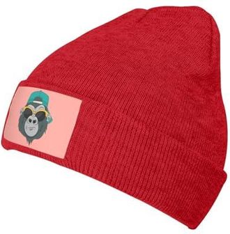 Generic Bonnet Souple Tricoté Singe Rigolo Épais Bonnet Hiver Chaud Tricot Coupe-Vent Casquette Tricoté pour Femme Ski Sports