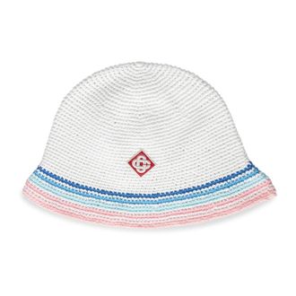 Casablanca Femme, Accessoires, Blanc, Taille: ONE Size Chapeau &Eacute;l&eacute;gant avec Logo au Crochet