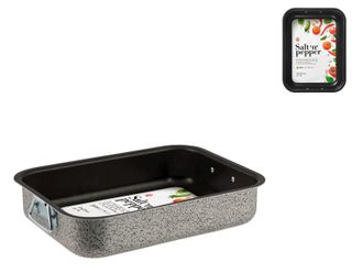 hOme Home Salt Peper Bratpfanne, Antihaftbeschichtung, 30 x 22 cm, Aluminium, Schwarz/Grau