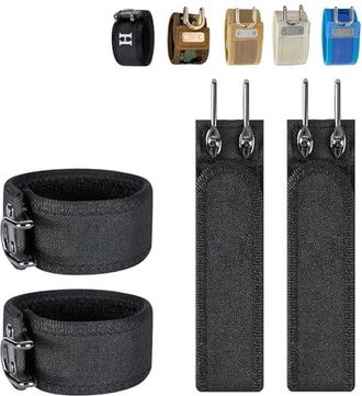 Generic Ceinture Tactique &eacute;lastique Avec Crochet M&eacute;tallique, Lat&eacute;rale R&eacute;glable, Unisexe Sans Boucle(Black-4PCS)