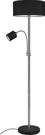 Trio Leuchten Stehleuchte Motel 416900207, Metall Nickel matt, Schirm Stoff schwarz, exkl. 1x E27 + 1x E14