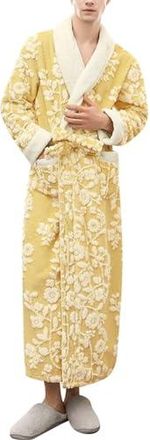 Generic Pyjama Homme Hiver Pyjama Polaire Homme Peignoir Couple Grande Taille Automne Hiver en Polaire Jacquard Long V&ecirc;tement de Nuit Assorti pour Lui et Elle