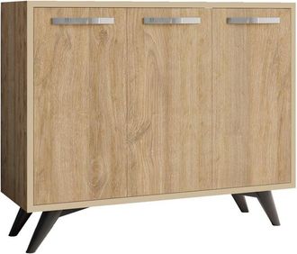 Les Tendances Petit buffet moderne chêne clair 3 portes Fabio 100cm