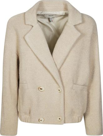 Dixie Femme, Vestes, Beige, Taille: 42 FR Manteau Court &agrave; Double Boutonnage