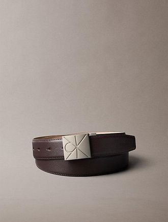 Calvin Klein Ceinture &agrave; logo embl&eacute;matique en cuir Saffiano