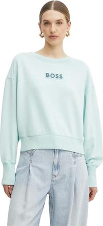 HUGO BOSS Femme, Sweatshirts et sweats &agrave; capuche, Bleu, Taille: 38 FR 50540263 Cotton SweaT-shirt with Logo Application