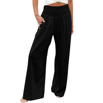 Generic Pantalon en lin pour femme - Pantalon long et large - Palazzo - Pantalon sarouel - Multicolore - Pantalon cargo Y2K - Pantalon cargo - Pantalon en tis
