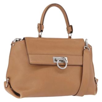 Ferragamo Pre-owned Cuir sacs-main - Femme - Pre-owned - Beige - Taille: ONE Size