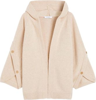 Max Mara Femme, Pulls, Beige, Taille: 42 FR Hooded Knit Cardigan