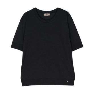 Herno Marineblaues Strickoberteil mit kurzen &Auml;rmeln - - Tops - Damen - Blau - M