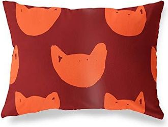 Bonamaison Le Jardin du Lin Kissen Zierkissenbezug Orange-Bordeaux Kissenbezug, Weich Bequem, Für Zuhause Autos Büro Sofa Wohnzimmer Couch Schlafzimmer Dekor, 35