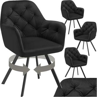 TecTake TecTake Lot de 4 Chaise pivotante de Salle &agrave; Manger Moderne Fauteuil Salon Chaise Ergonomique Rembourr&eacute;e Confortable Design Meuble Salon pour Salle &agrave; 