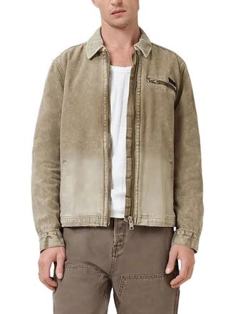 AllSaints Reißverschluss-Jacke mit Cordkragen - Braun
