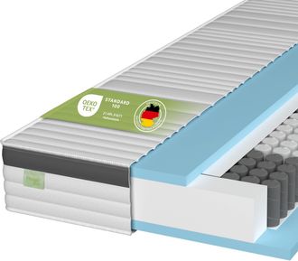 Dreamstar Gold Taschenfederkernmatratze I ergonomische 7-Zonen Tonnentaschenfederkernmatratze I 21 cm hoch I Öko-Tex Zertifiziert I Härtegrad 3 (H3) I Matratze 