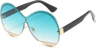 Generic Lunettes de soleil surdimensionnées de luxe sans monture pour femmes hommes mode rétro lunettes de soleil voyage rue photographie nuances UV400, Noir 