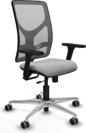 Piqueras y Crespo Stuhl mit Lendenwirbelst&uuml;tze, mit 3D-Armlehnen, ausgestattet mit Syncro/Traslack und Schneideschaum, 65 mm Rollen, Parkett, Grau/Hellgrau