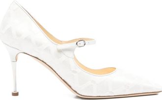 Manolo Blahnik Aleka geometric-pattern strap pumps - Wei&szlig;