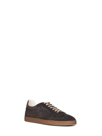 Brunello Cucinelli Mens Sneakers Pepper Suede Grey Calf Leather Trainers