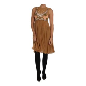 Dolce & Gabbana Goldverziertes A-Linien-Cocktailkleid - - Dresses - Damen - Braun - S