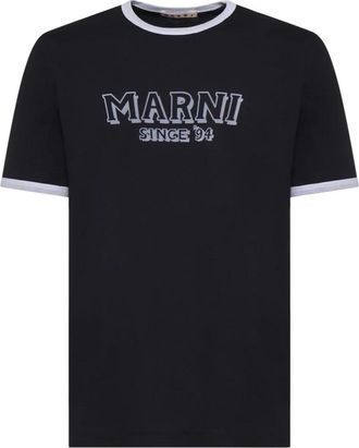 Marni Homme, Tops, Bleu, Taille: 2XL T-shirt imprim&eacute; &agrave; col rond
