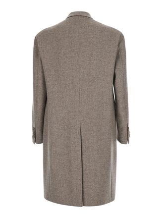 Tagliatore Mens Double-Breasted Coat London Beige Wool-Cashmere Wool And Cashmere