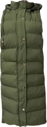 Generic Gilets longs rembourrés pour femme, veste dhiver longue sans manches de couleur unie, gilet à capuche avec fermeture éclair intégrale, veste imperméab