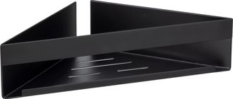 WENKO Turbo-Loc Eckablage Genova Black, Eck Badablage, Befestigen ohne Bohren, 36 x 8 x 17 cm, Schwarz
