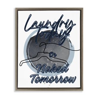 Stupell Industries Laundry Phrase with Hanger Contour Brown Framed Floater Canvas Wall Art, Design by Jesse Keith, 31 x 25 cm