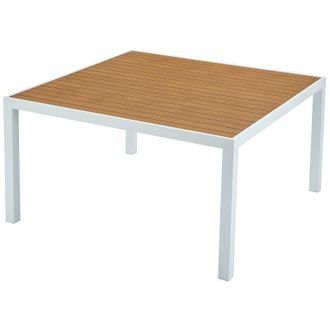 Vente-Unique Table &agrave; manger de jardin extensible en aluminium et polywood L.170/230 cm - Naturel clair et blanc - MACILA de MYLIA