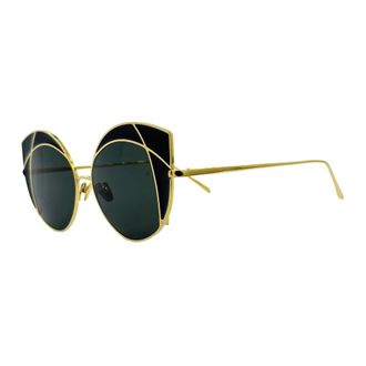Linda Farrow Butterfly Style Sonnenbrille in Gold und Schwarz - - Accessories - Damen - Schwarzk - ONE SIZE
