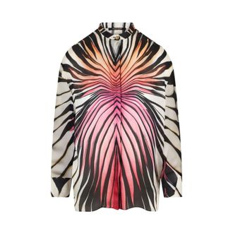 Roberto Cavalli Ray Of Paradise Print Silk Shirt - - Blouses & Shirts - Damen - Mehrfarbig - L