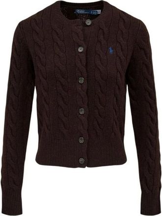 Ralph Lauren Femme, Pulls, Brun, Taille: 36 FR Wool and Cashmere Cable Knit Cardigan