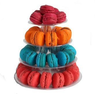 Candora Runder Macaron-Turm, 4-stöckig, Tortenständer für Hochzeit, Geburtstag, Party, Dessert, Tortenplatte