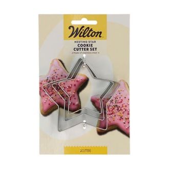 Wilton Nesting Cookie Cutter Star: Keksausstecher Edelstahl, Ausstecher Set f&uuml;r Keks, Pl&auml;tzchen, Fondantdekorationen und vielem mehr - Set/3