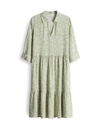 OPUS Damen Minikleid | Printkleid WALARI Regular mit femininen Volantstufen Green Glow, 44