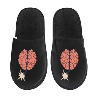 Generic Classiques Hiver Pantoufles Cerveaux &agrave; fusibles explosifs Accueil Slippers Respirant Chaussons en Peluche pour Homme Femme Ext&eacute;rieur M