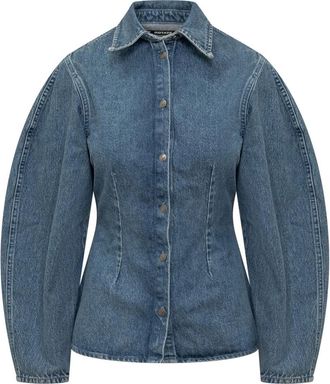 Rotate Rotate Birger Christensen, Femme, Vestes, Bleu, Taille: 36 FR Denim Fitted Shirt