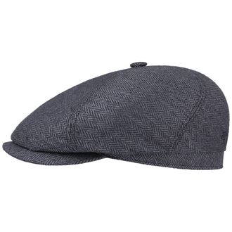 Stetson Milner Flatcap Herren Made in EU Hoher UV-Schutz Elegante Schieberm&uuml;tze 100% Seide Baumwollfutter Sommer Winter grau-schwarz 59 cm