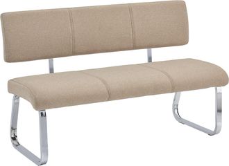 IDIMEX Esszimmerbank Vilas für 3 Personen mit Stoffbezug, beige - verchromtes Metallgestell, Sitzbank für Esszimmer mit Rückenlehne komfortabel gepolstert, E