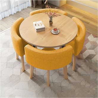 Generic Esstisch mit 4 St&uuml;hlen, modernes rundes Tisch-St&uuml;hle-Set, Balkon-Wohnzimmer-Esstisch, wasserdicht und Anti-Macchia, for kleine R&auml;ume(11)