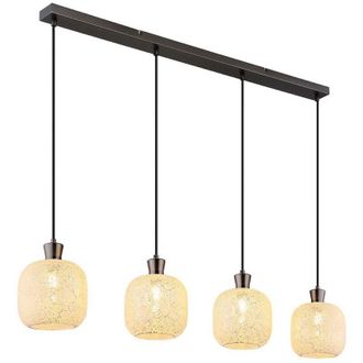 Globo Lighting Suspension luminaire suspension lampe de salon noir chrome verre mosa&iuml;que L 106 cm