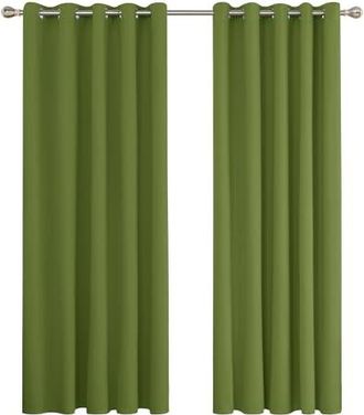 Deconovo Rideaux Occultants Isolant Thermique Anti Froid, Design Moderne &agrave; Oeillets, Rideaux pour Salon et Chambre, 168x229 CM (Largeur x Hauteur), Vert dherbe