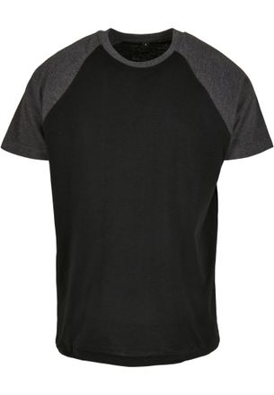 Build Your Brand Herren Raglan Contrast Tee T-Shirt, Black/Charcoal, 4XL