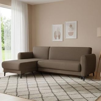 Dmora Ecksofa Angel 230x153 cm Braun mit Bett und Stauraum