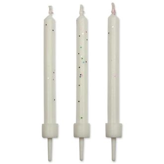 PME CA026 Weiße Glitzerkerzen, Sortiment, 10-teilig, Kunststoff, Ivory, 0.5 x 0.5 x 6.2 cm